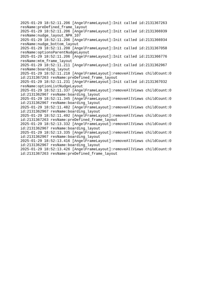 AngelFrameLayout Initialization Logs | PDF