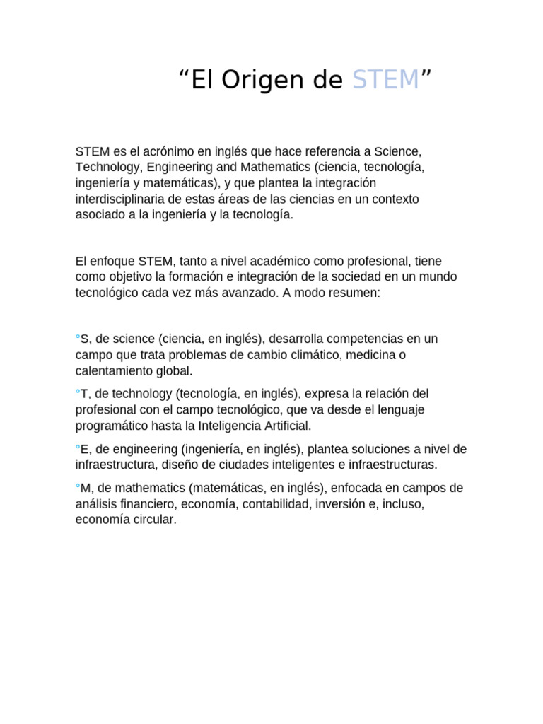 El Origen de STEM | PDF