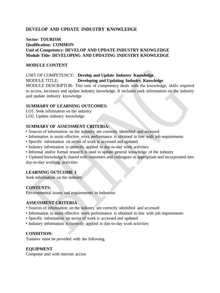 Commonuc1-Develop and Update Industry Knowledge | PDF | Learning ...