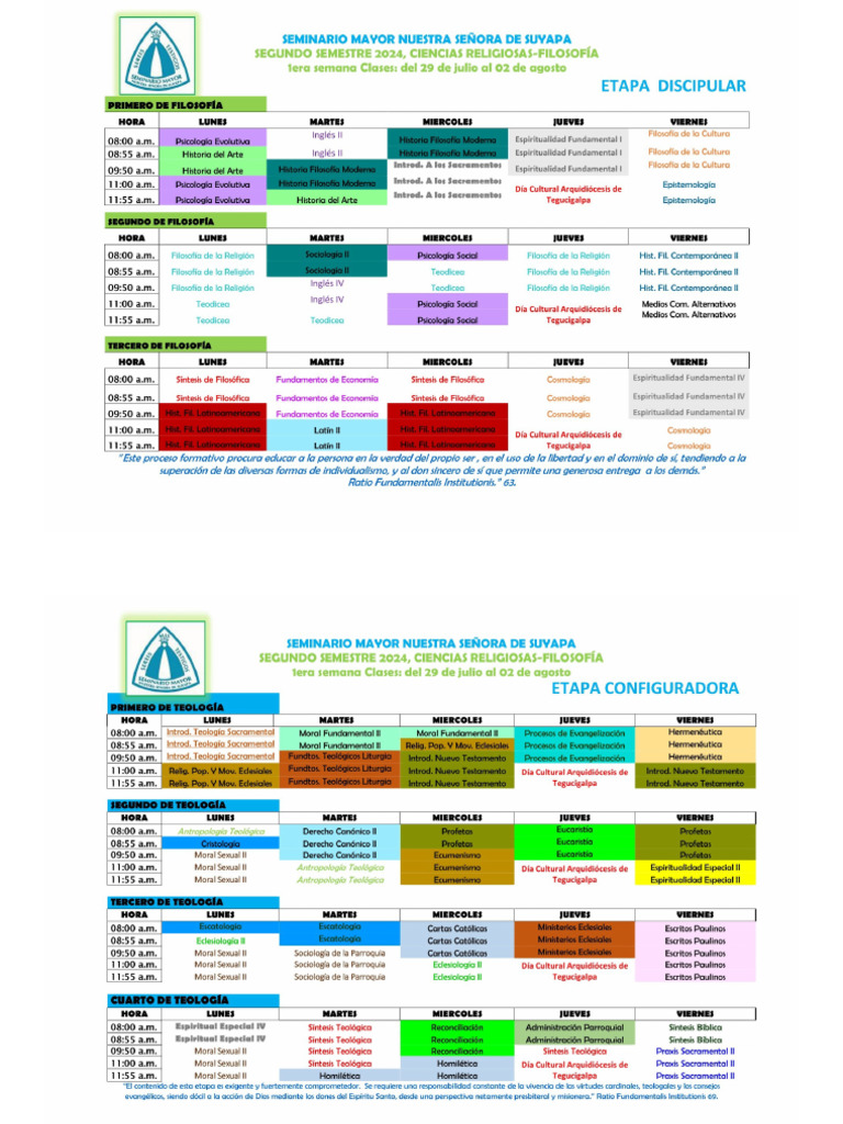 Primera Semana de Clases 29 Julio - 02 Agosto 2024fgnfgnrg | PDF
