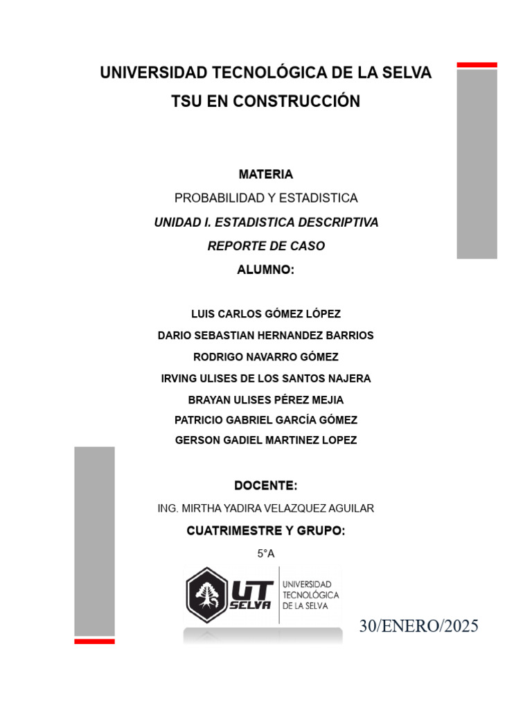 U1 - Pye - 5a - Reporte - Equipo 1 | PDF | Modo (Estadísticas) | Histograma