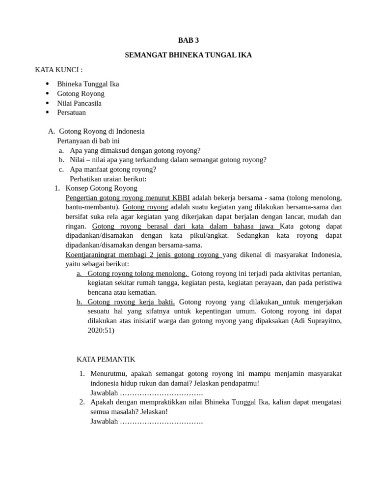 BAB 3 BHINEKA TUNGGAL IKA | PDF
