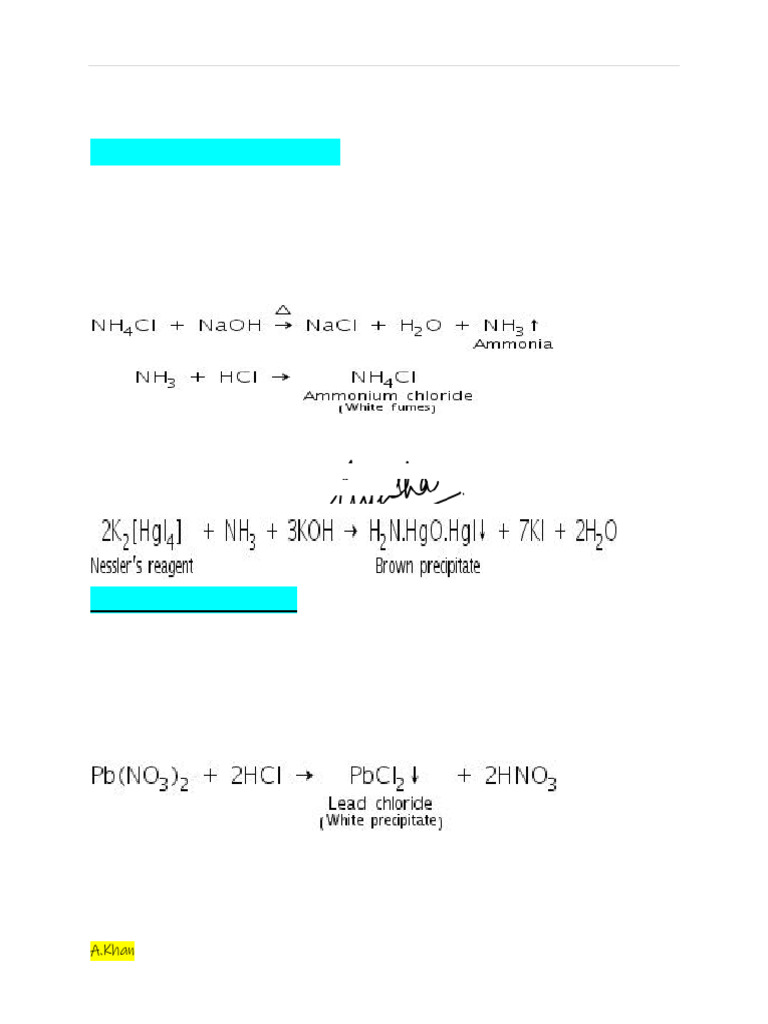 Cbse Practical Salt Analysis Sheet (Cations) | PDF | Precipitation ...