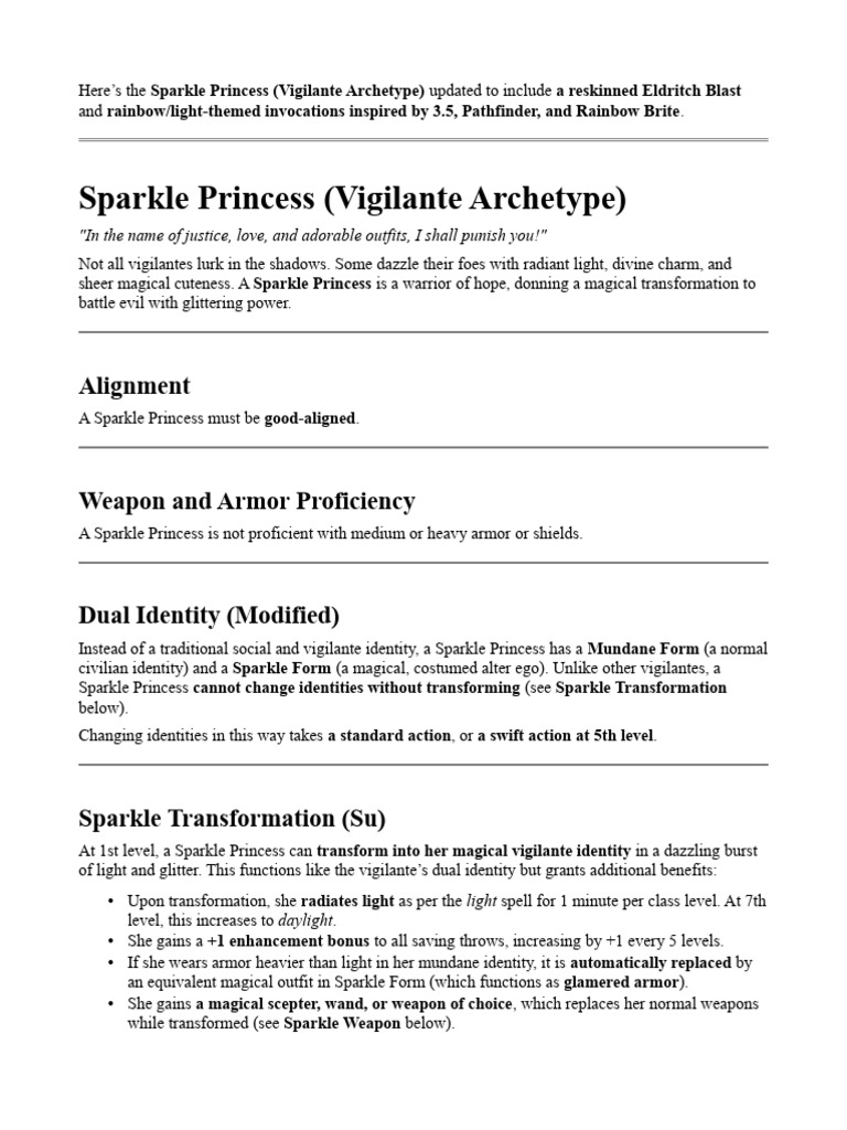 Sparkle Princess Vigilante for PF1 | PDF