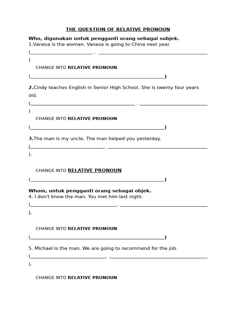Understanding Relative Pronouns | PDF