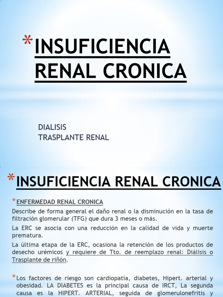 Tratamiento y Diagnóstico de ERC | PDF | Hemodiálisis | Riñón