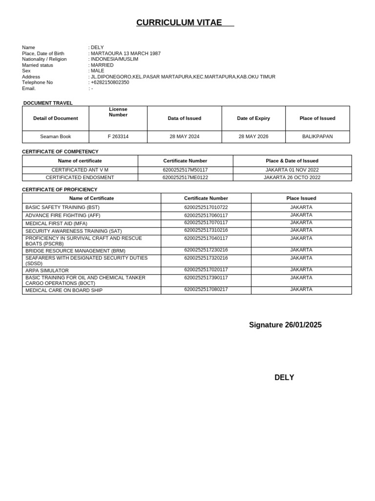 Cv.DELY | PDF | Transport | Shipping