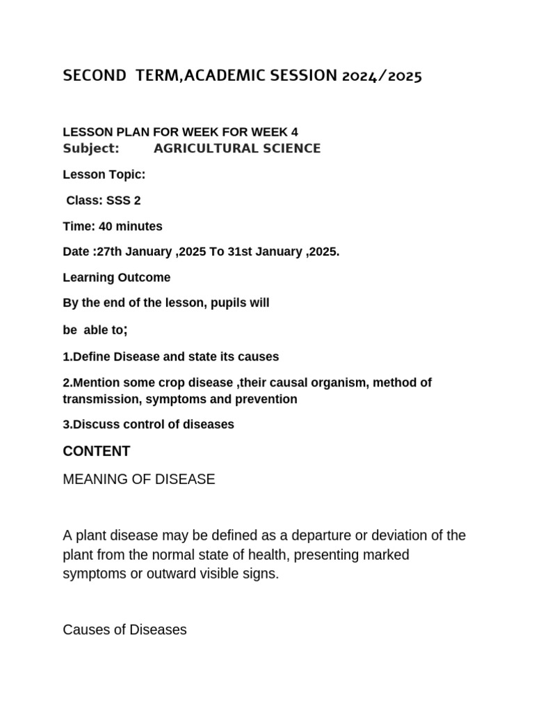 Agric Week 4 SSS 2 2ND Term | PDF | Crop Rotation | Pest Control