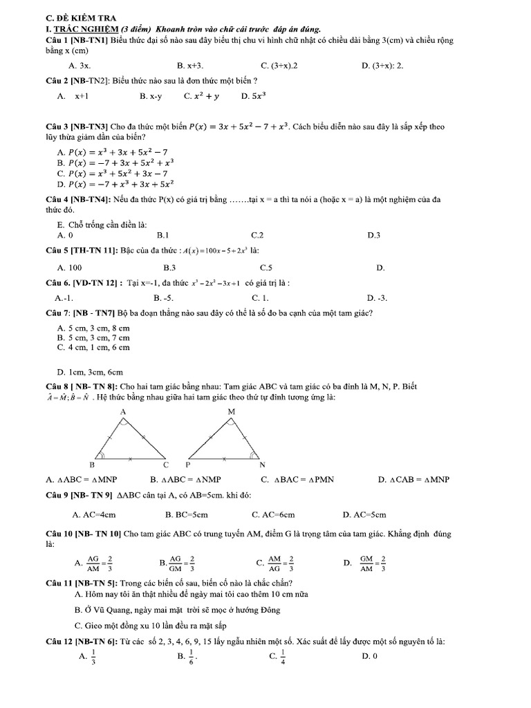 Đề 1 CK2 [Lớp 7] | PDF