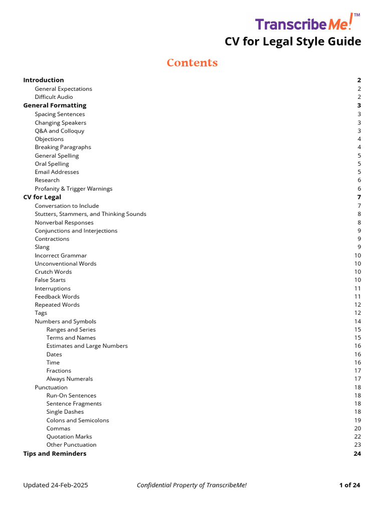 Legal Clean Verbatim Style Guide | PDF | Deposition (Law) | Language ...