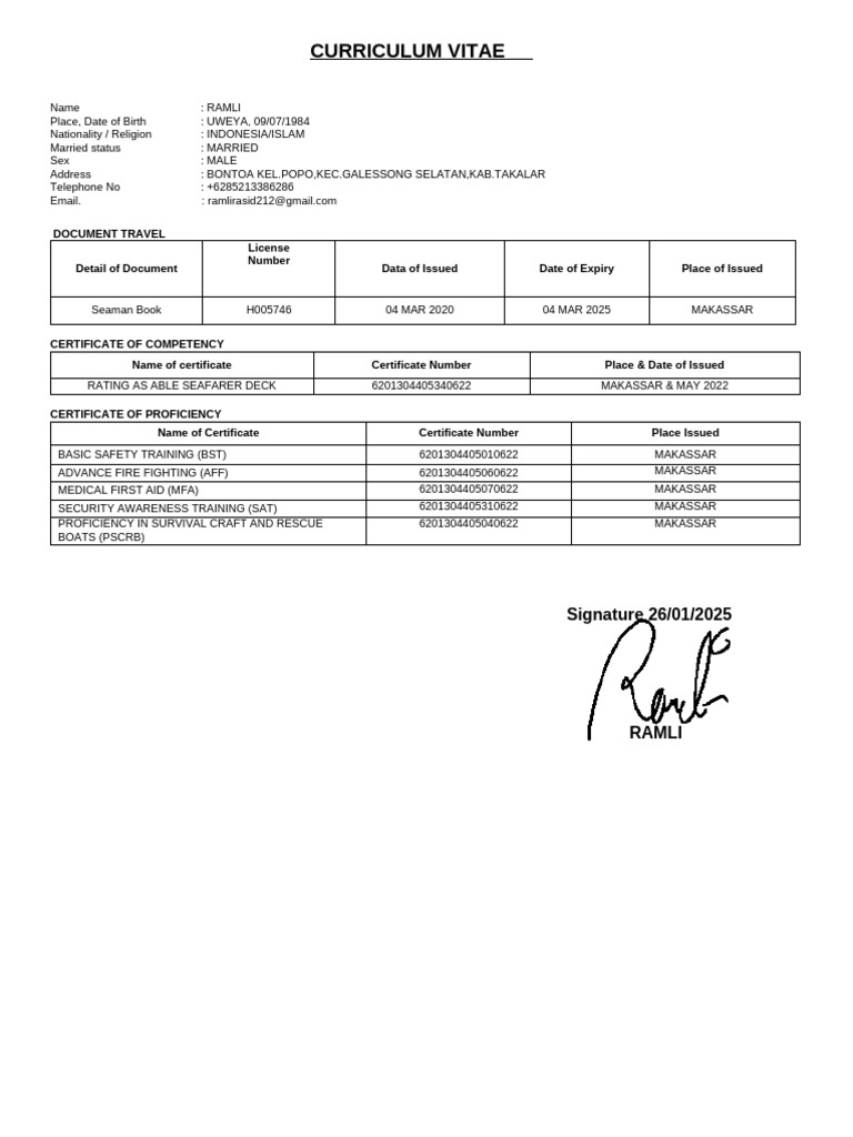 CV.RAMLI | PDF