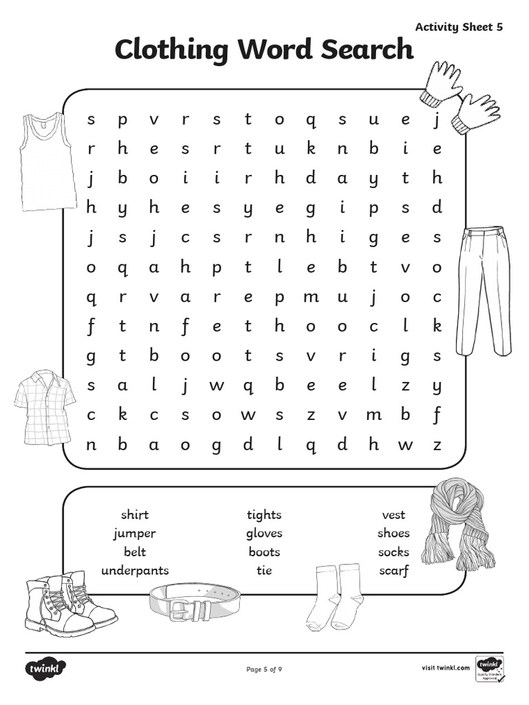 E1 Clothes Activity Sheets - Ver - 1 | PDF