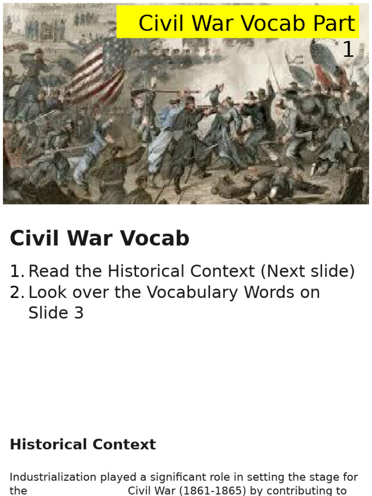 Civil War Vocab - Part 1 | PDF