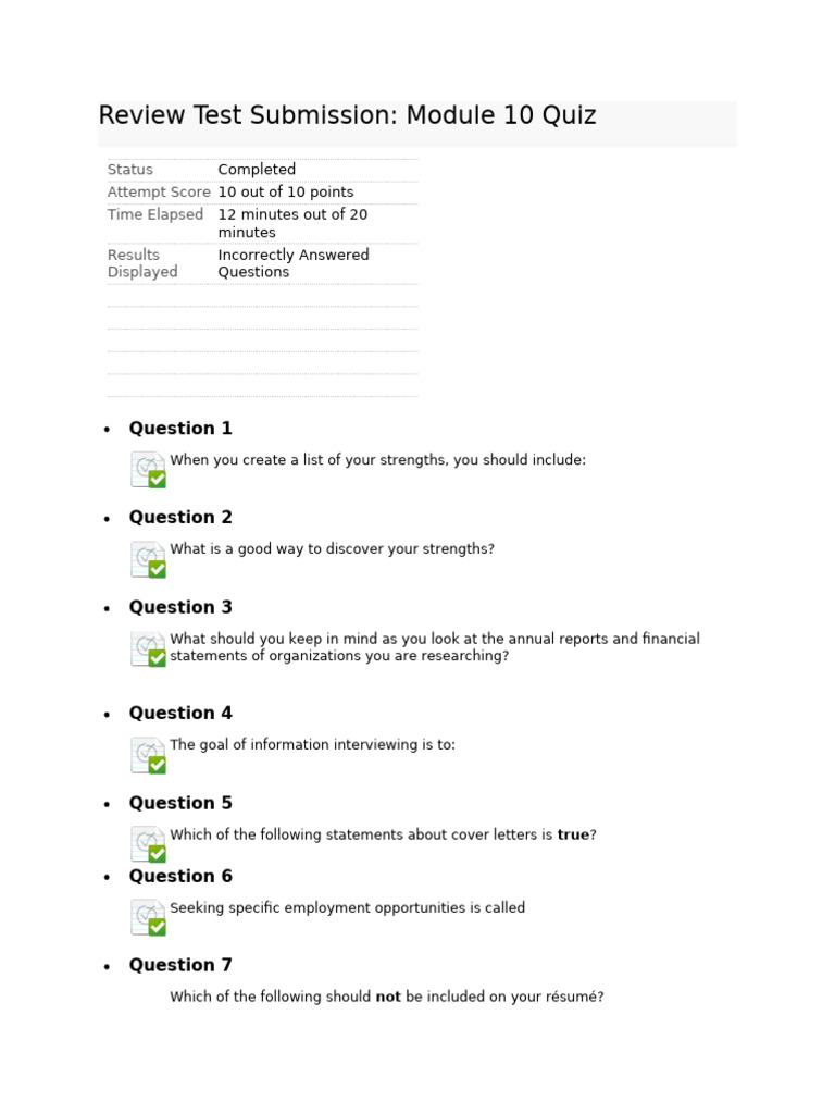 Module 10 Quiz | PDF