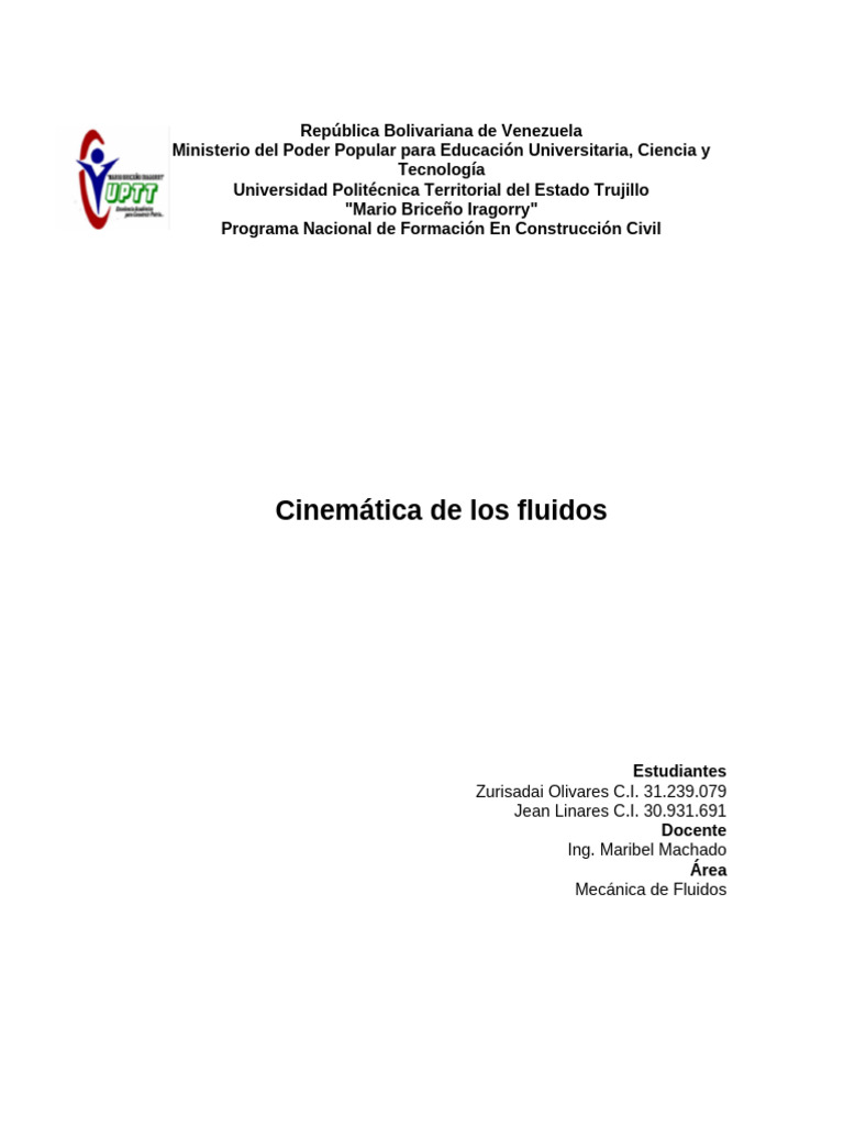 Cinematica de los fluidos | PDF | Cinemática | Flujo