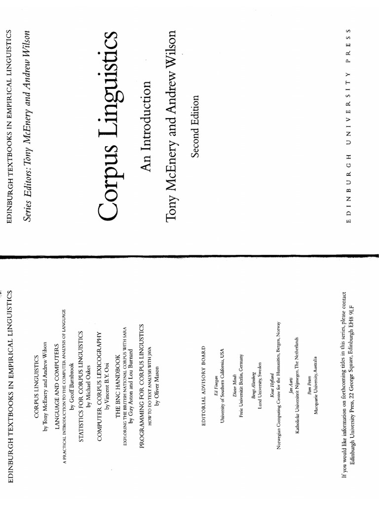 Corpus Linguistics - Chapter 1 (McEnery&Wilson 2001) | PDF