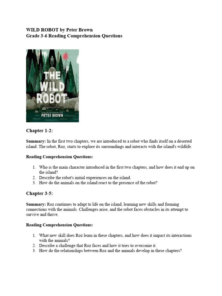 Wild Robot Chapter Summaries & Questions | PDF | Reading Comprehension ...