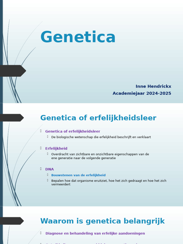 Presentatie Genetica VV1 | PDF