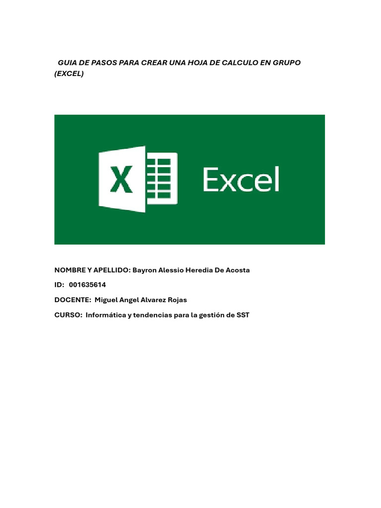 Guia de Pasos Para Crear Una Hoja de Calculo en Grupo Excel (1) | PDF