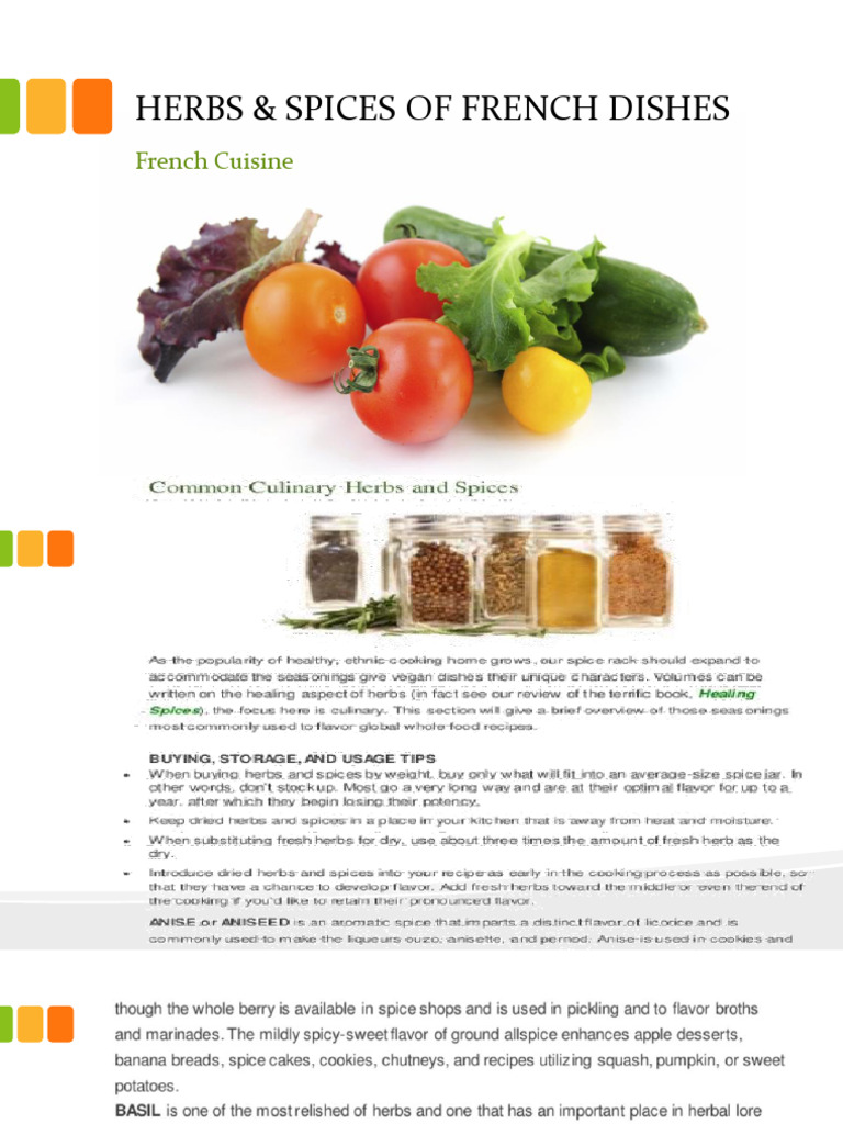 Herbs & Spices of French Dishes | PDF