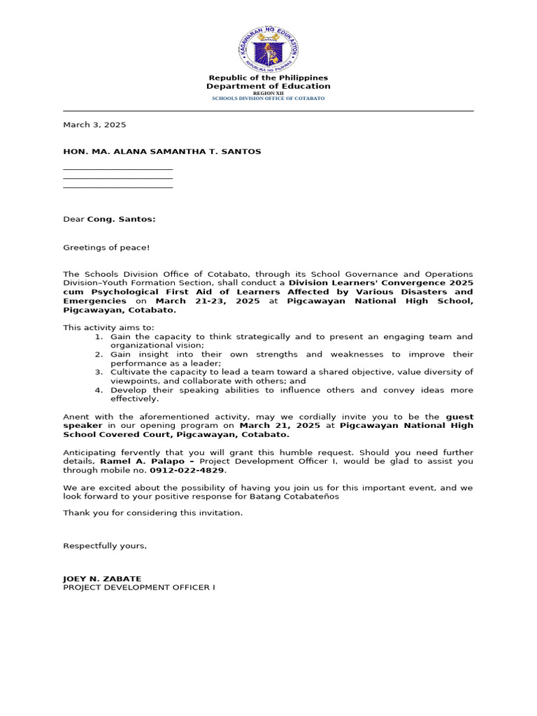 LearnCon Speakers Letter of Invitation - Copy | PDF