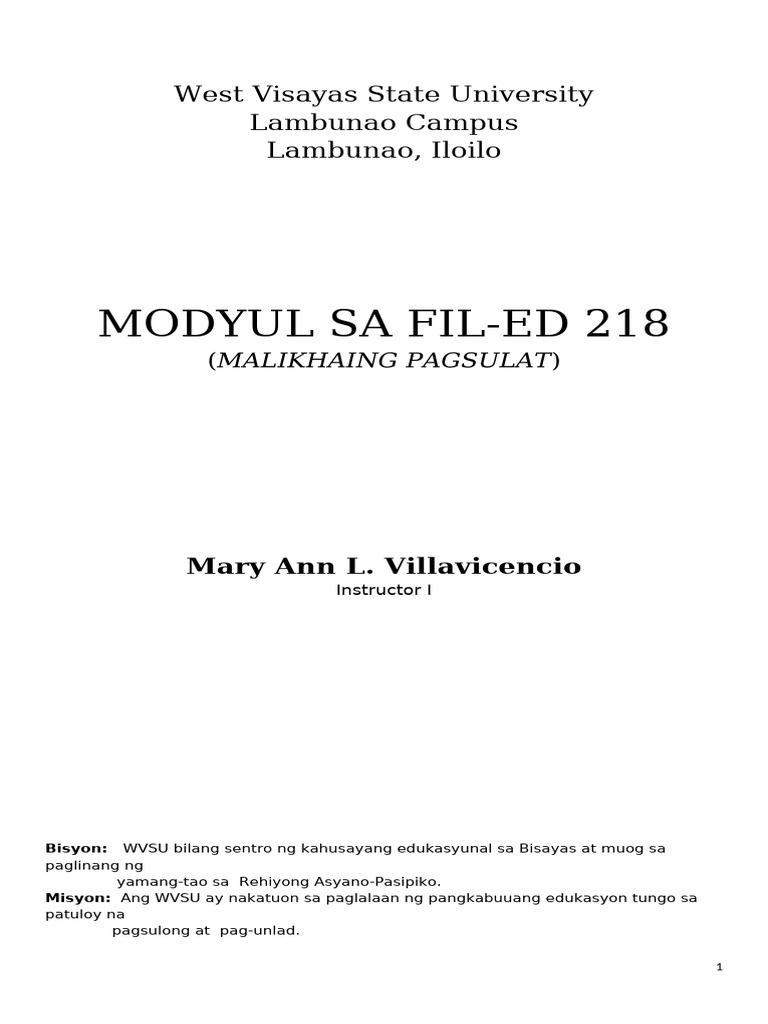 Malikhaing Pagsulat 2025 | PDF