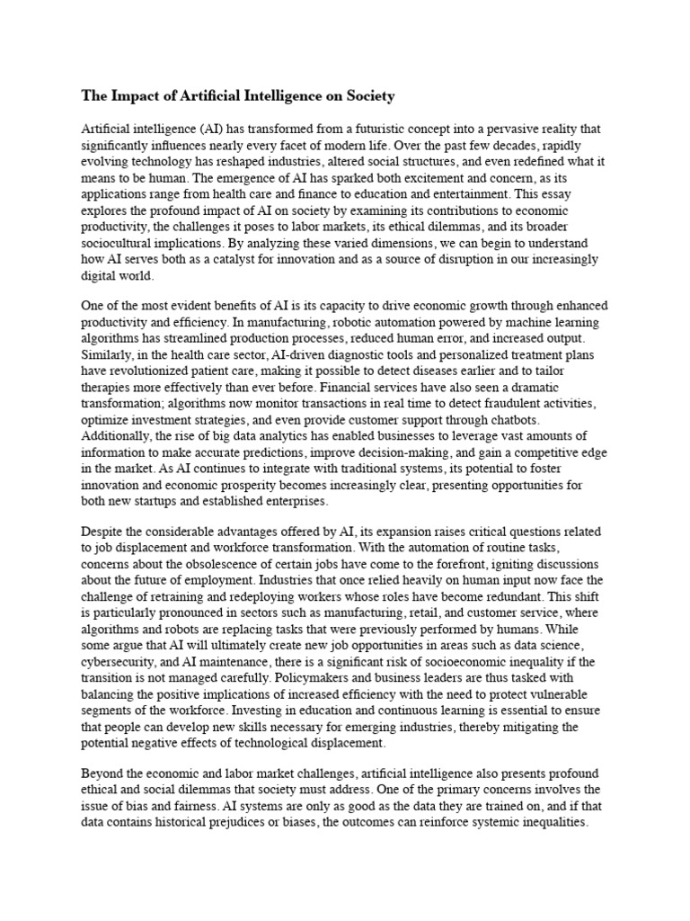 The Impact of Artificial Intelligence On Societypdf | PDF | Artificial ...