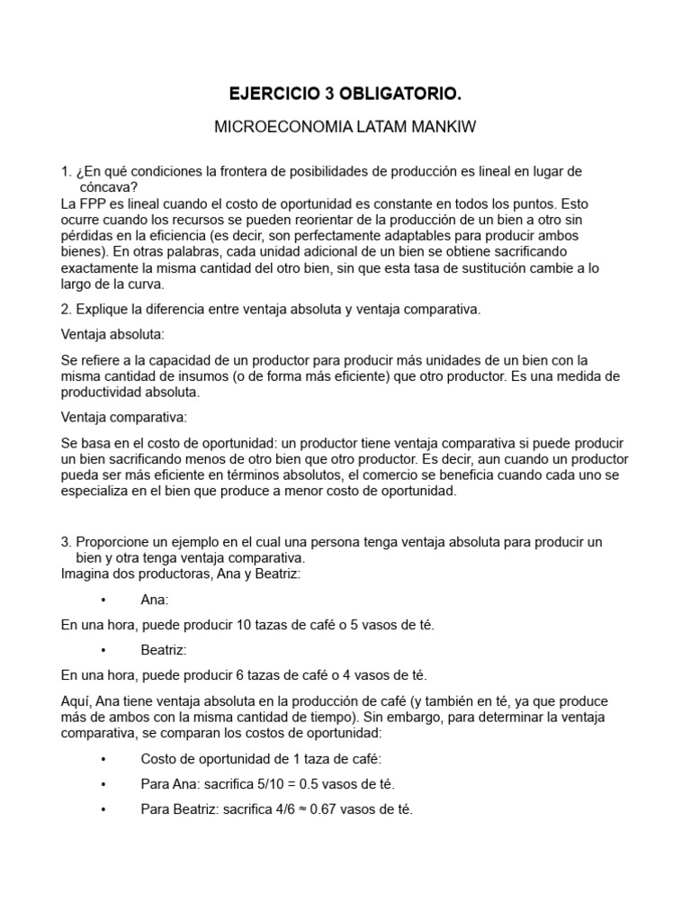 Ejercicio 3 Micro Ti | PDF | Ventaja comparativa | Costo de oportunidad