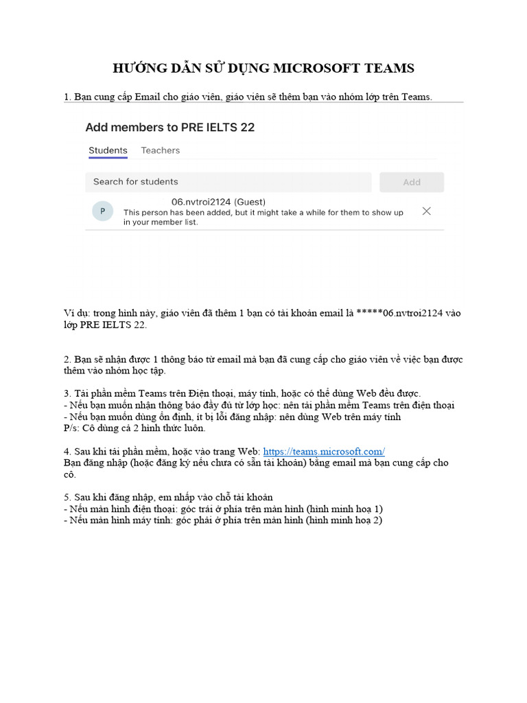 Huong Dan Su Dung Microsoft Teams | PDF