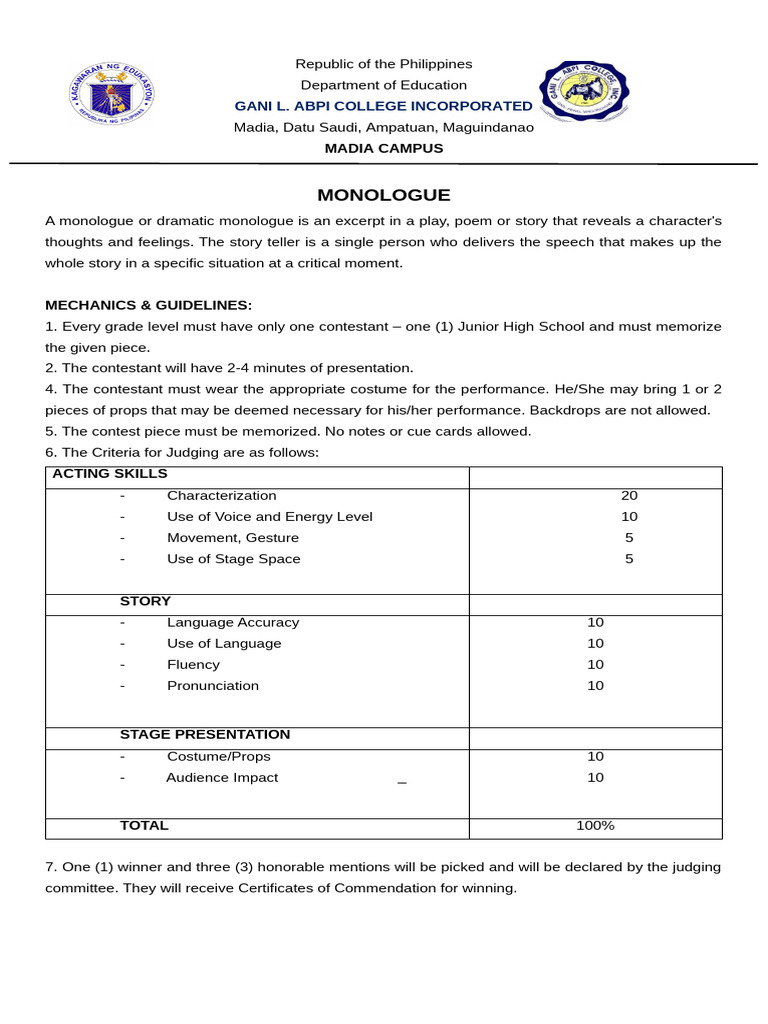 MONOLOGUE MECHANICS | PDF | Human Communication