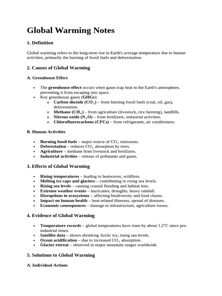 Global Warming Notes | PDF | Climate Change | Greenhouse Gas