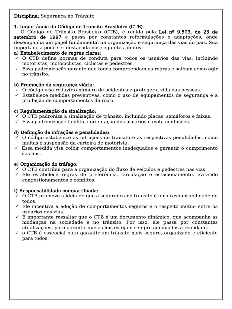 Importância Do CTB | PDF