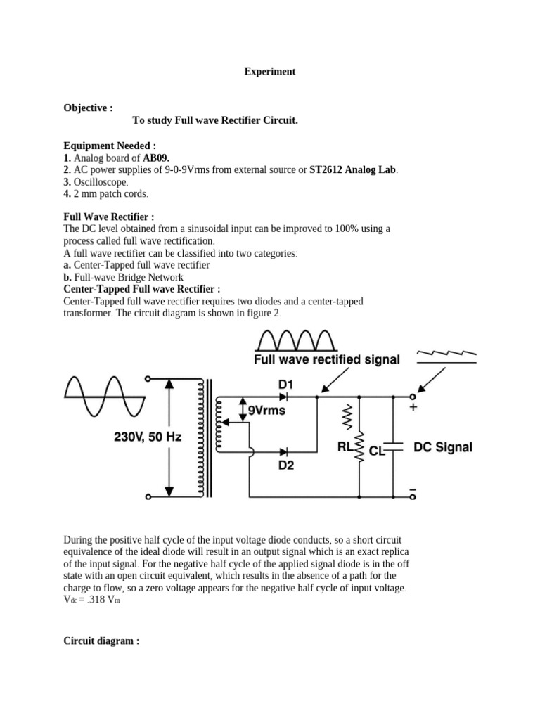 Ex.07 Fullwave Rectifier | PDF