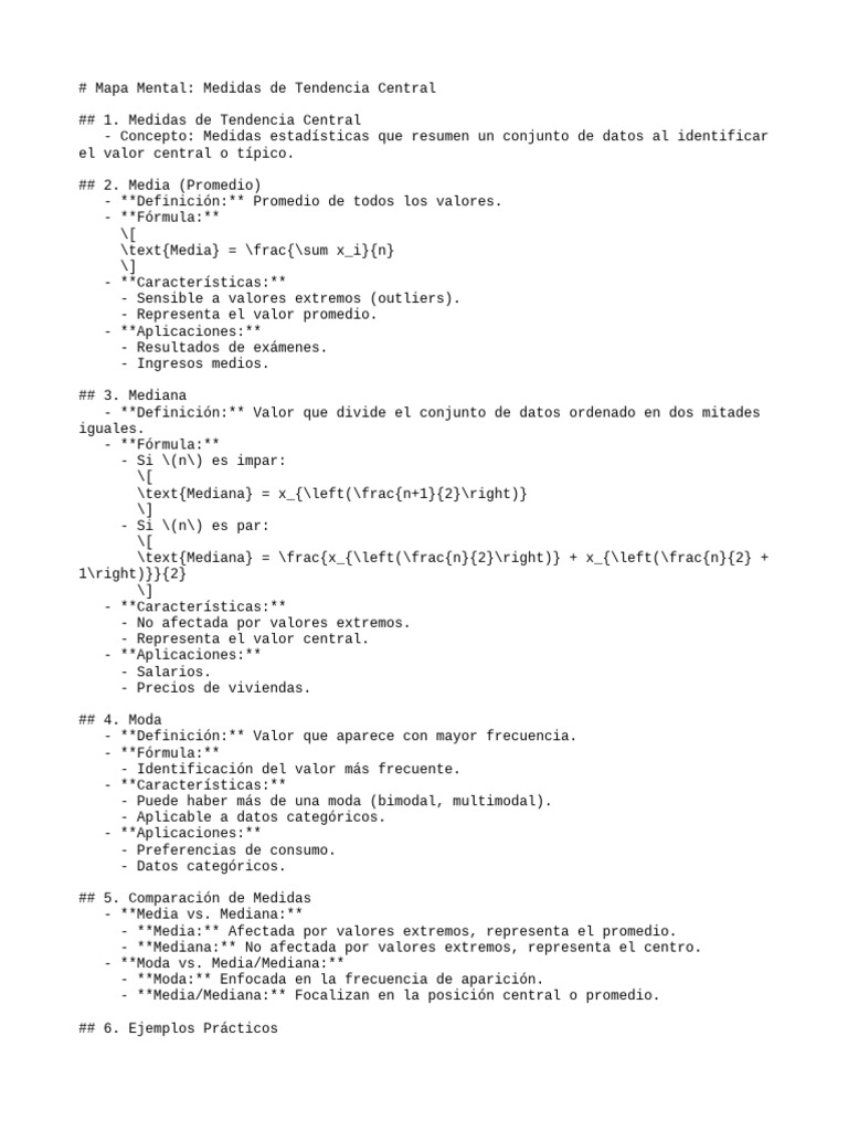 Mapa Con Codigo Mapa MentalMedidas de Tendencia Central | PDF