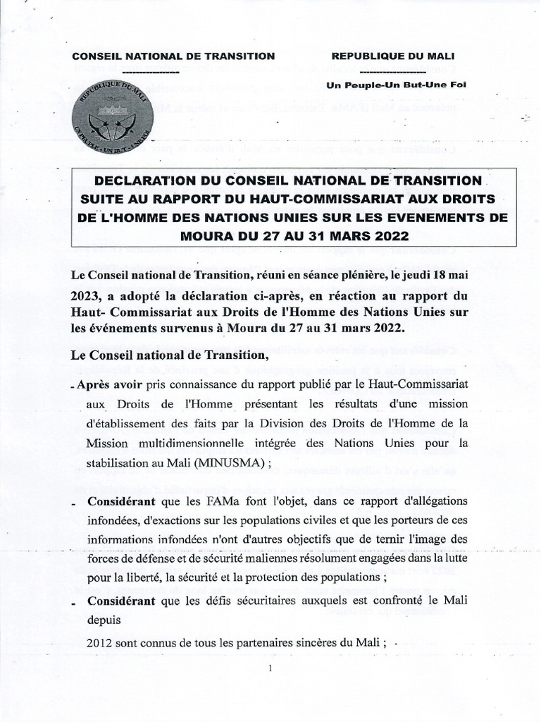 Declaration Cnt Rapport Moura | PDF