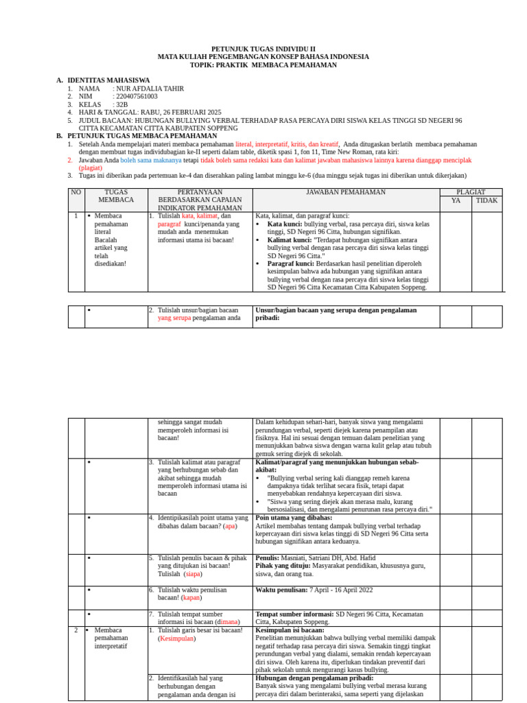 TUGAS INDIVIDU II MEMBACA PEMAHAMAN (1) | PDF
