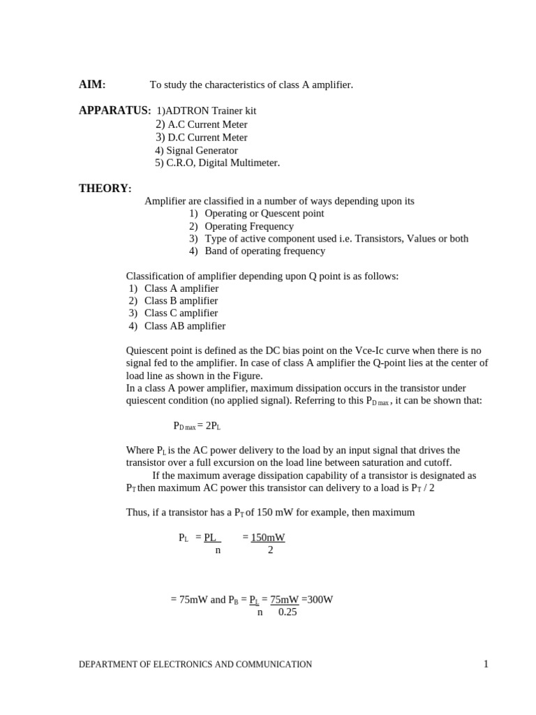 EDC -2Y, 4 sem | PDF | Amplifier | Field Effect Transistor