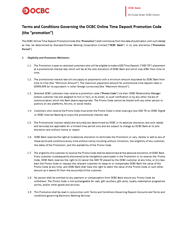 OCBC Time Deposit Promotion Details | PDF | Banks | Justice