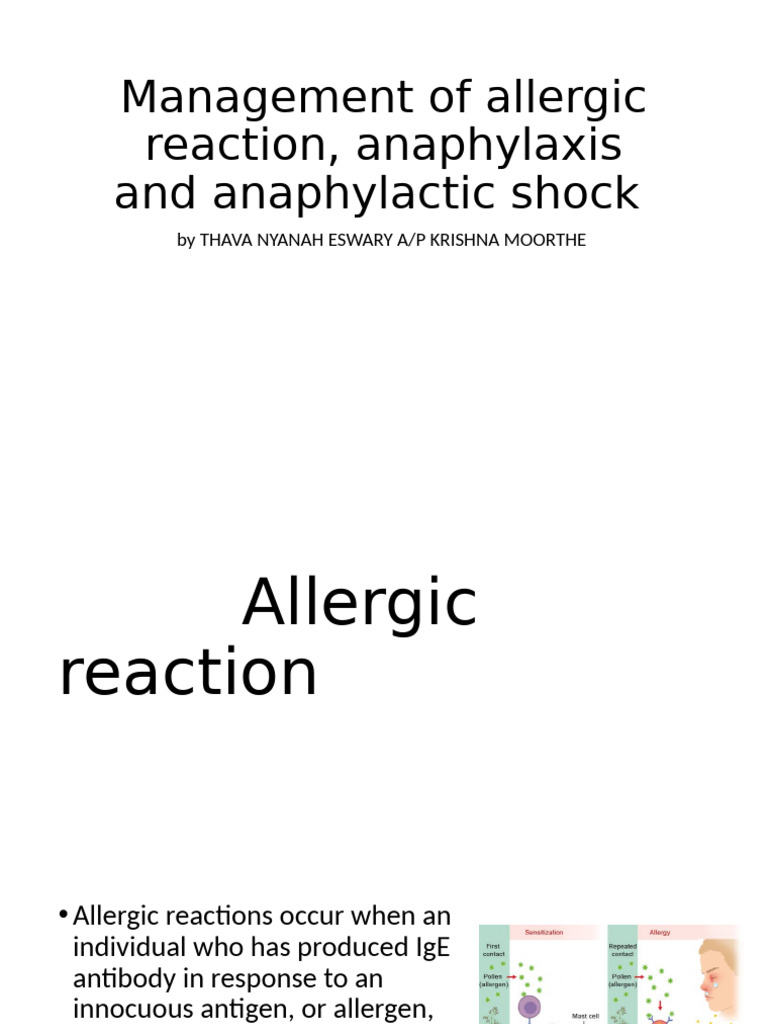 Manegement of Allergic Reaction | PDF | Allergy | Shock (Circulatory)
