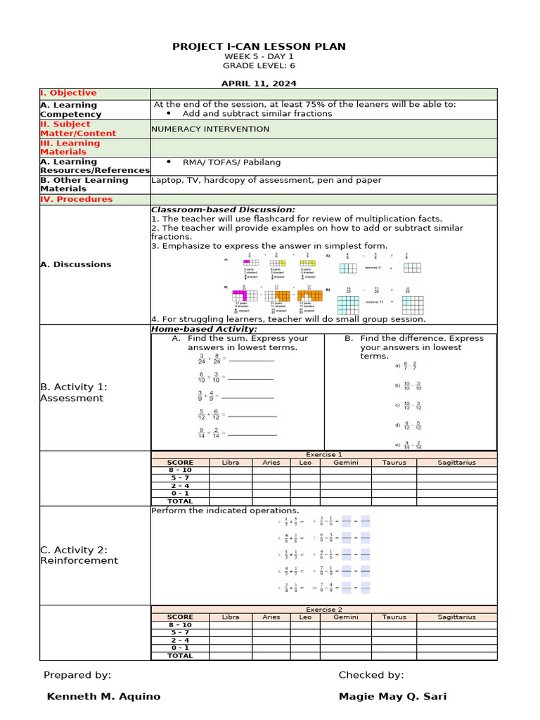 G6-Week5-Day1-NUMERACY-INTERVENTION-LESSON-PLAN | PDF