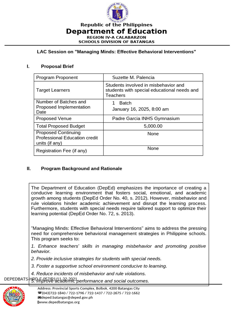 Lac Session On Behavioral Management | PDF | Classroom Management | Learning