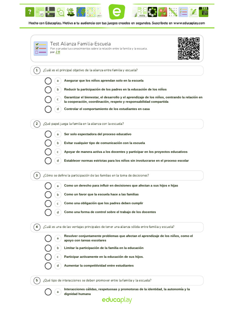 22721099-Quiz Sobre La Alianza Familia Escuela | PDF | Escuelas | Enseñando