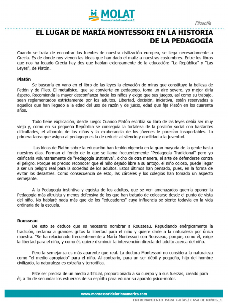 CN Lugar de Maria Montessori en La Pedagogia | PDF | Jean-Jacques ...