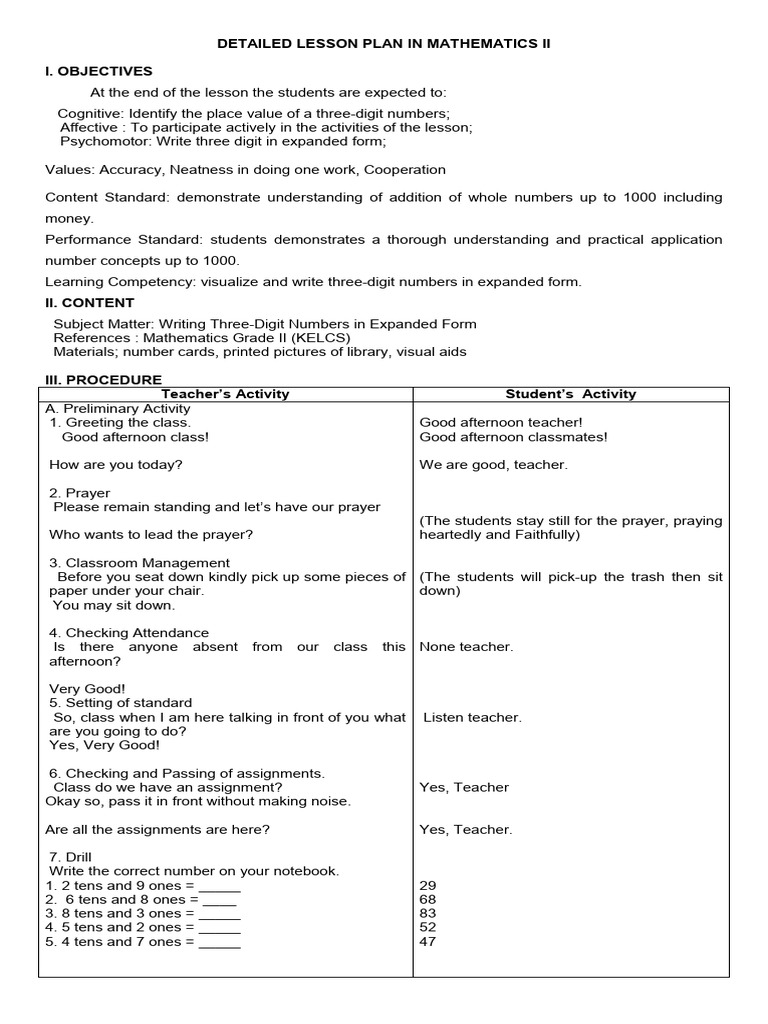 DLP - Mathematics Grade 2 (F) | PDF | Teachers | Prayer