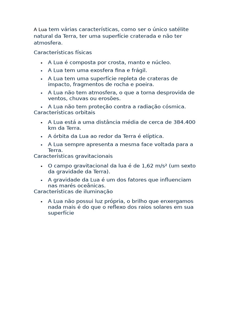 Características Da Lua | PDF