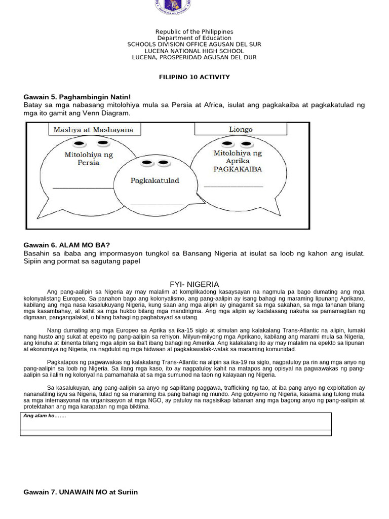 Activity Sheets | PDF