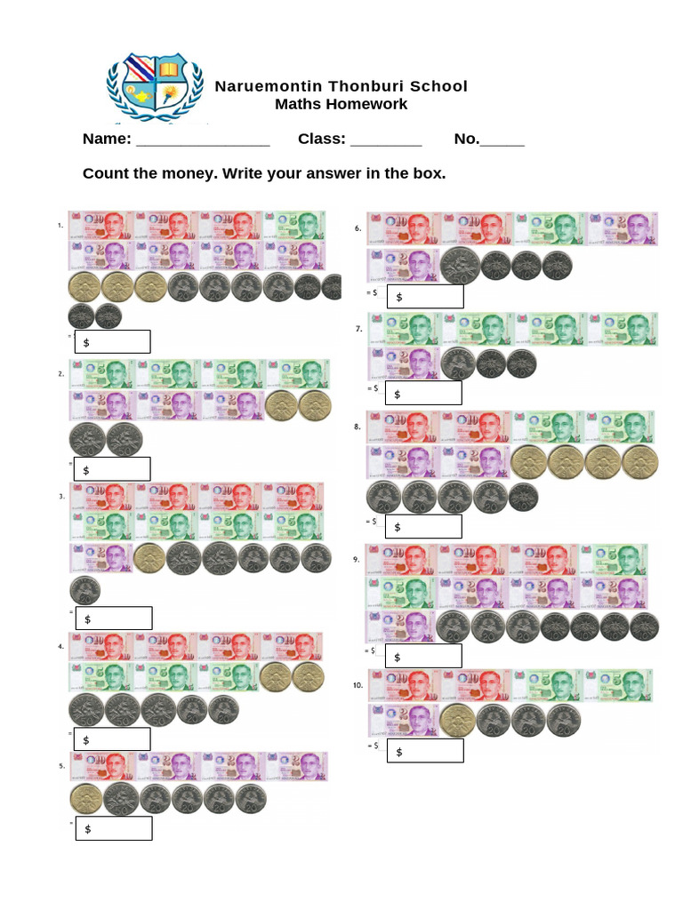 G2 - Homework - Money | PDF