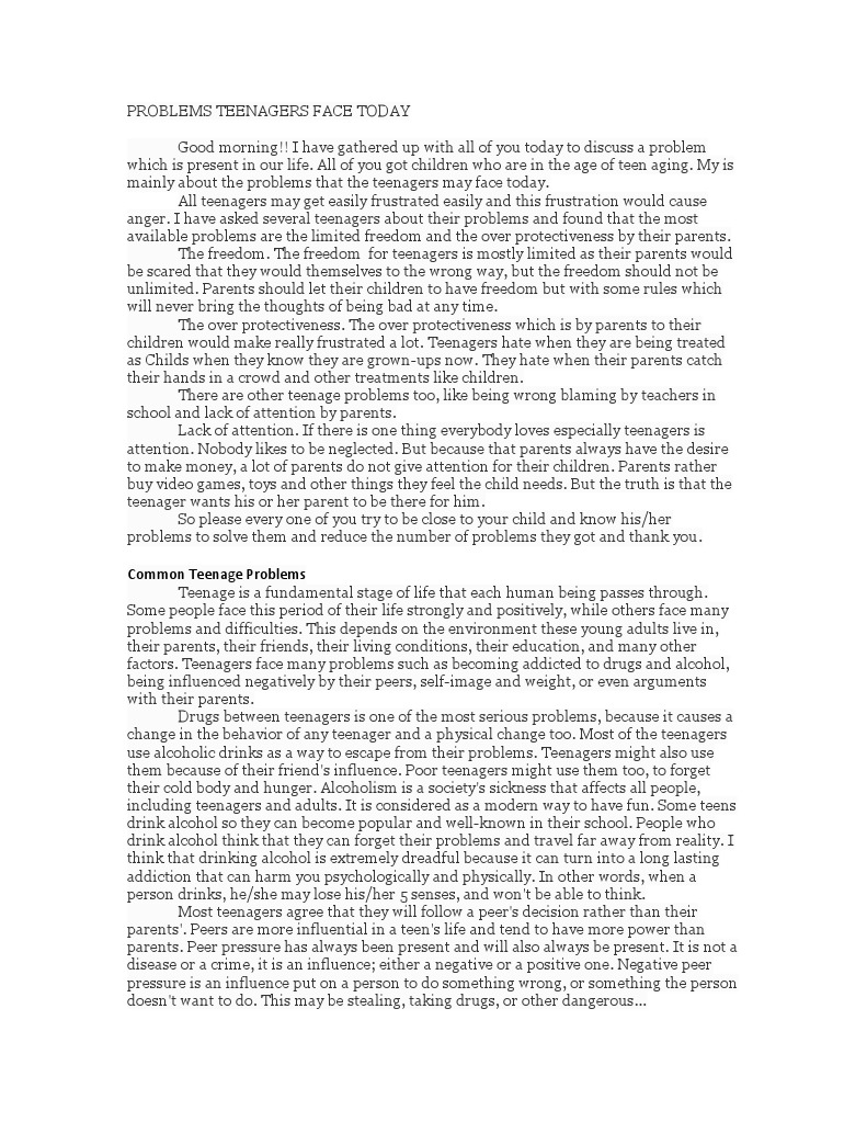 Problems Teenagers Face Today | PDF | Alcoholism | Adolescence