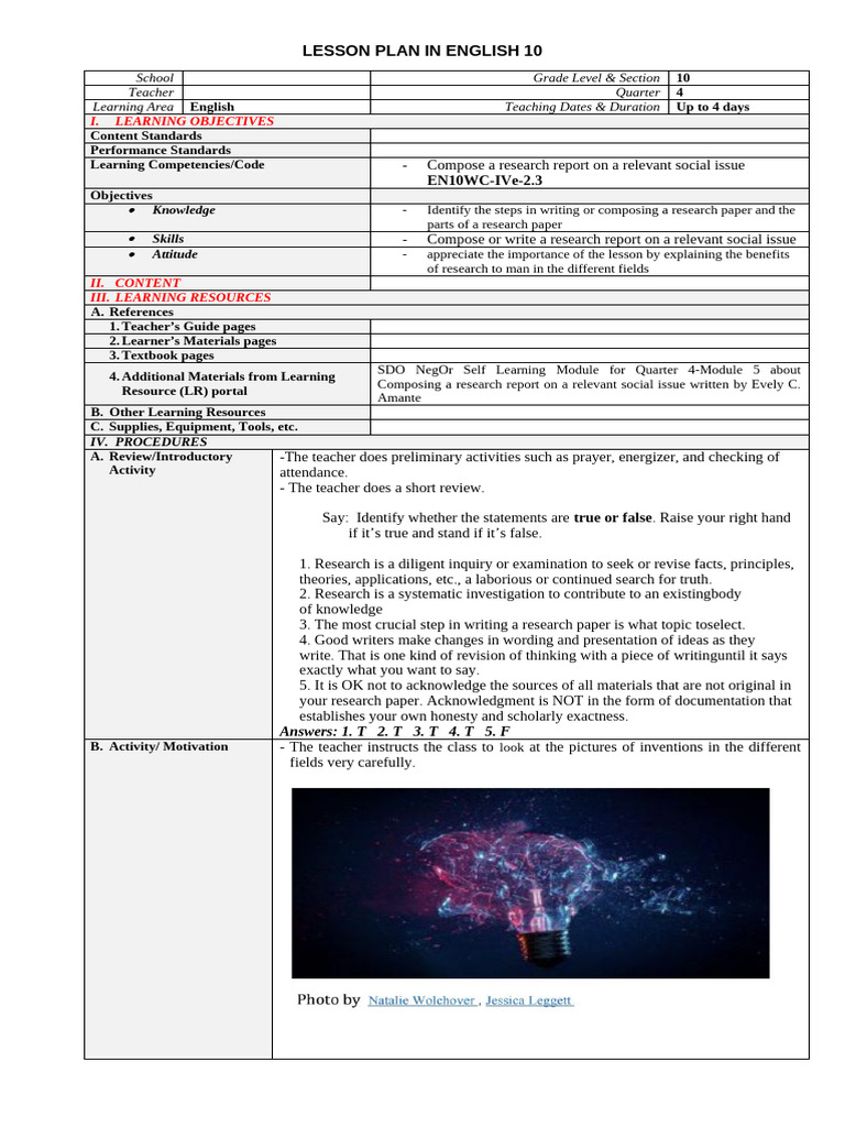 DLP Eng10 4th Quarter Melc 5 | PDF | Learning | Teachers