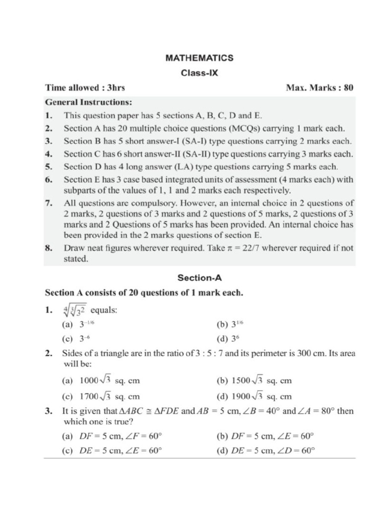 Class 9th Maths MTP - 1 2024 - 25 | PDF